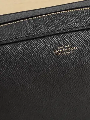 Smythson Panama Organiser Tech Textured-leather Pouch - Black