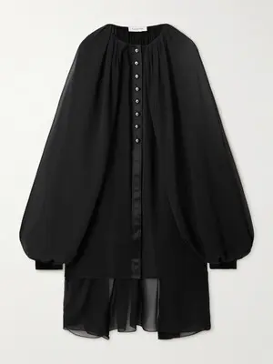 LANVIN Layered Gathered Silk-chiffon Tunic