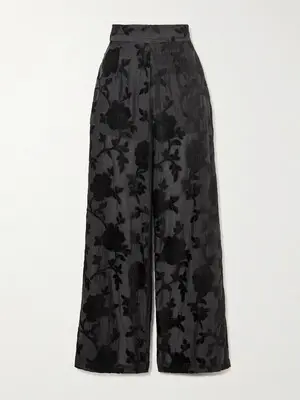 Loretta Caponi Cipro Devoré-velvet Straight-leg Pants