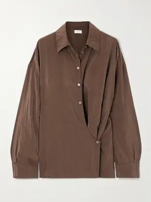 LEMAIRE Twisted Crinkled Silk-blend Wrap Shirt