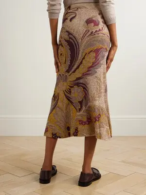 Etro Ribbed Paisley-print Wool A-line Skirt - Multi
