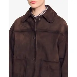 Sandro Studded Hem Suede Jacket