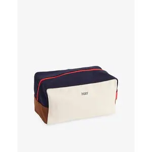 HAY Branded Colour-block Cotton Wash Bag - Cream Multi