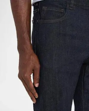 Canali Dark Wash Denim Straight Fit Pants - Blue