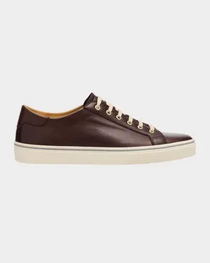 Brunello Cucinelli Vulcanized-Sole Leather Low-Top Sneakers - Brown