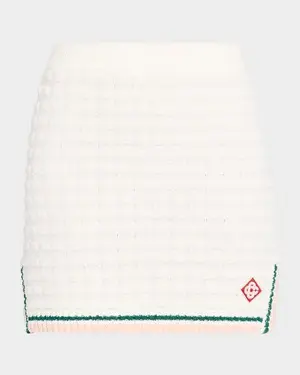 Casablanca Check Boucle Cotton Mini Skirt - White