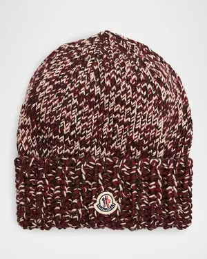 Moncler Marled Wool Beanie - Dark Brown Multi