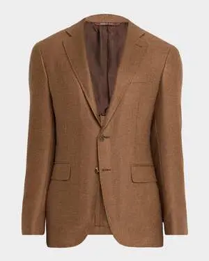 Canali Cashmere And Silk Notch Lapel Blazer - Brown