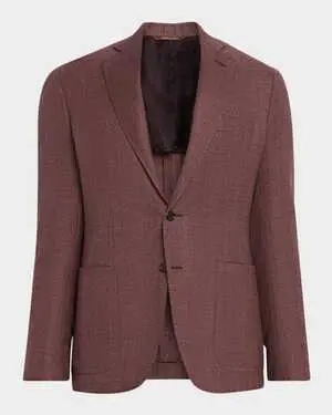 Canali Herringbone Notch Lapel Sport Coat - Pink