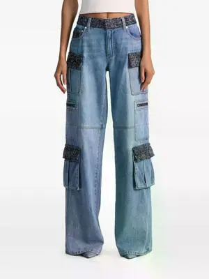 Alice + Olivia Cay Tweed-panel Cargo Jeans