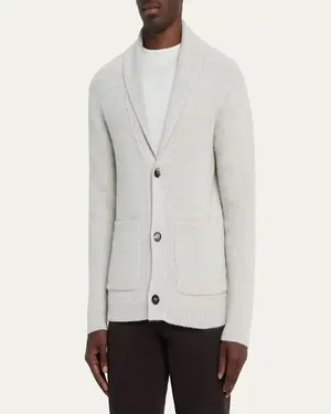 Bergdorf Goodman Cashmere Chevron-knit Cardigan
