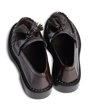 Miu Miu Leather Loafer Flats - Moro