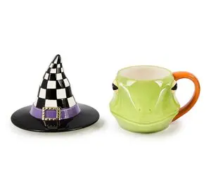MACKENZIE-CHILDS Halloween Fergal Ceramic Lidde D Mug