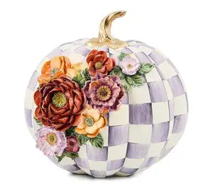 MACKENZIE-CHILDS Violet Check Cascade Floral Pu Mpkin - One-color
