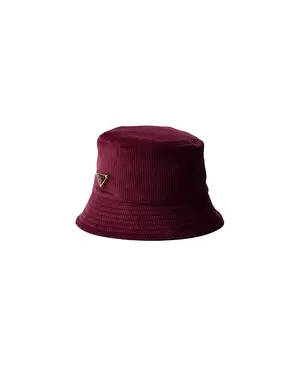 Prada Corduroy Bucket Hat - Burgundy