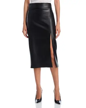 Faux Leather Midi Skirts