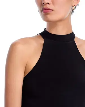 Aqua Cropped Halter Top - Black