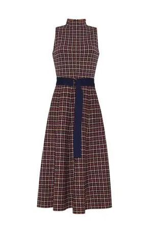 Cara Cara Brice Plaid Knit Midi Dress - Navy Mini Check