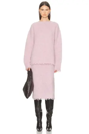 JIL SANDER Boat Neck Frayed Edge Sweater - Twilight