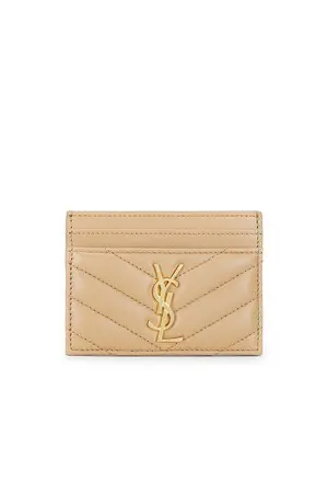 Saint Laurent Credit Card Case In Tan - Natural Tan