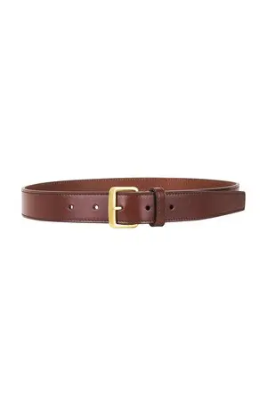 Saint Laurent Vegan Leather Belt With Gold-tone Buckle - Burnt Chocolate