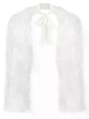 Cult Gaia Audrey Feather-trim Bolero Jacket - White