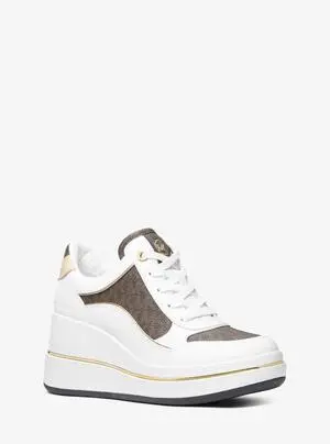Michael Kors Emmy Signature Logo Wedge Trainers - Brown