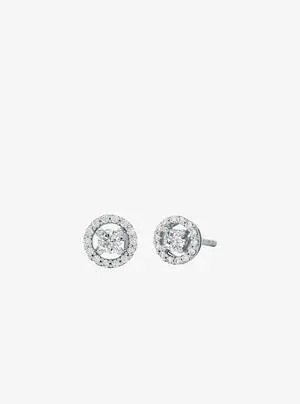Michael Kors Precious Metal-plated Sterling Pavé Halo Stud Earrings - Silver