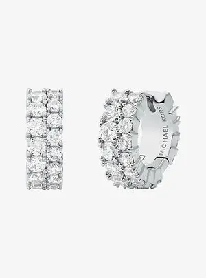 Michael Kors Double Pavé Huggie Earrings - Silver