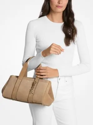 Michael Kors Romee Small Suede Satchel - Natural
