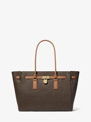 Michael Kors Large Signature Logo Tote Bag - Brown