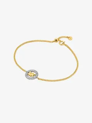 Michael Kors Pavé And Logo Charm Two-tone Slider Bracelet - Silver