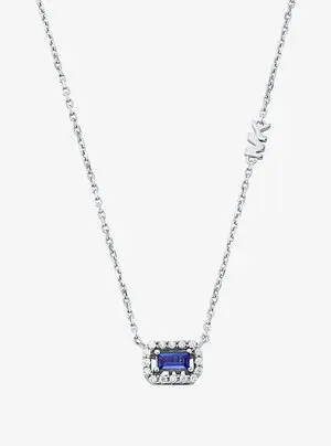 Michael Kors Precious Metal-plated Sterling Pavé Halo Necklace - Silver