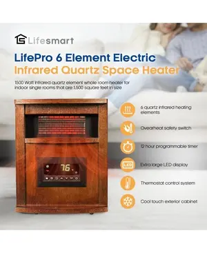 LIFESMART GLOBAL Lifesmart Lifepro 6 Element 1500w Electric Infrared Quartz Indoor Space Heater