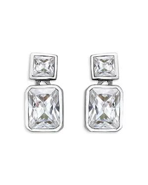 Aqua Cubic Zirconia Drop Earrings - Silver