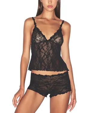 SKIMS Stretch Floral Lace Camisole Set - Soot