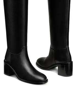 STUART WEITZMAN Finn Leather Boots - Black Leather