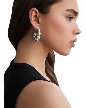 Lagos 18k Yellow Gold & Sterling Beaded Hoop Earrings - Silver