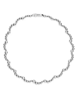 Lagos Sterling Caviar Bubbly Scalloped Beaded Collar Necklace - Silver