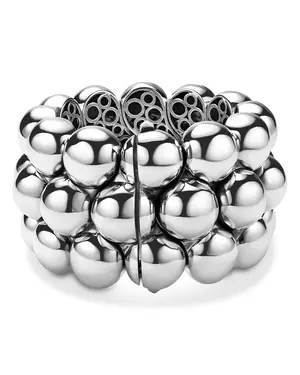 Lagos Sterling Caviar Bubbly Beaded Bangle Bracelet - Silver