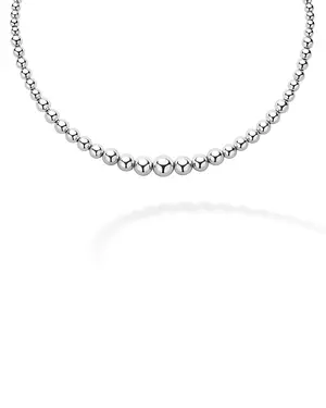 Lagos Sterling Caviar Bubbly Petite Graduated Bead Collar Necklace - Silver
