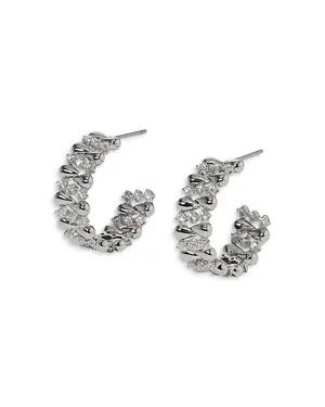 Nadri Pisa Pattern Hoop Earrings - Silver