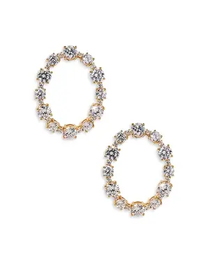 Nadri Cubic Zirconia Front Facing Hoop Earrings - Gold