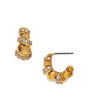 Nadri Pisa Puffy Pave C Hoop Earrings - Gold