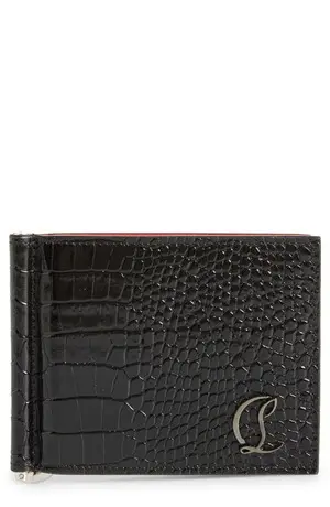 CHRISTIAN LOUBOUTIN Mooncrest Calfskin Bifold Wallet With Money Clip - Black