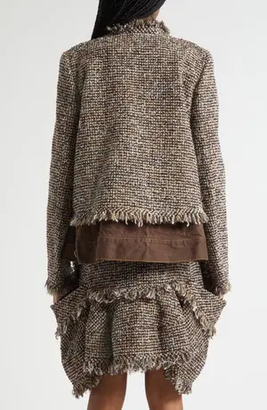 Sacai Tweed And Denim Layered Jacket