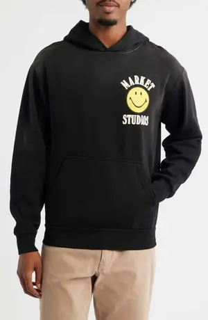 MARKET Smiley® Upside Down Lockup Hoodie - Jet Black