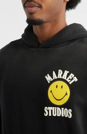 MARKET Smiley® Upside Down Lockup Hoodie - Jet Black