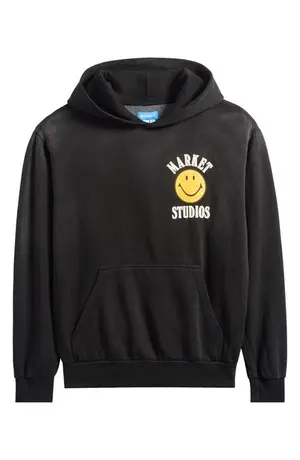 MARKET Smiley® Upside Down Lockup Hoodie - Jet Black