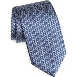 David Donahue Silk Jacquard Neck Tie - Navy